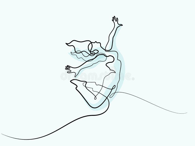 Happy Jumping Woman Continuous Line Drawing Stock Illustrations – 265 ...