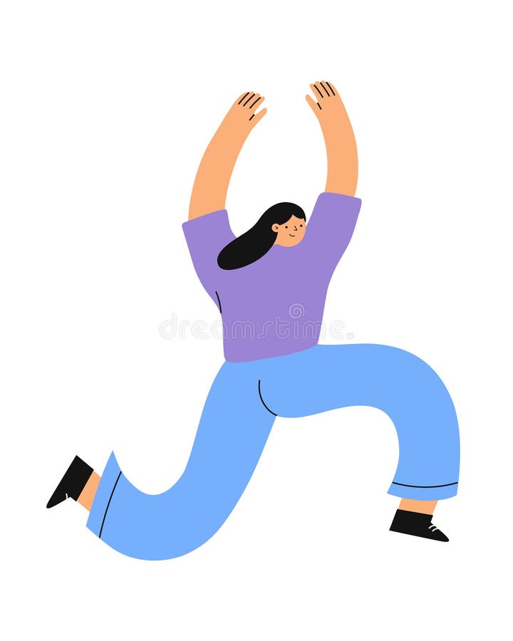Happy Jumping Woman. Flat Vector Illustration. Stock Vector ...