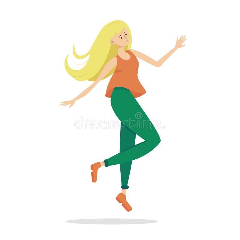 Happy Jumping Woman Isolated on White. Floating Woman Vector ...