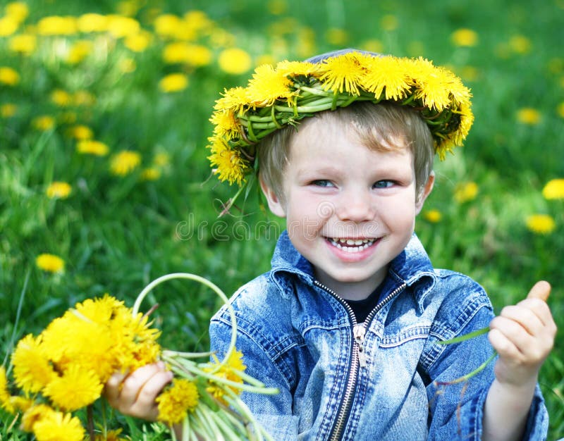Happy kid stock image. Image of portrait, grass, green - 5659035