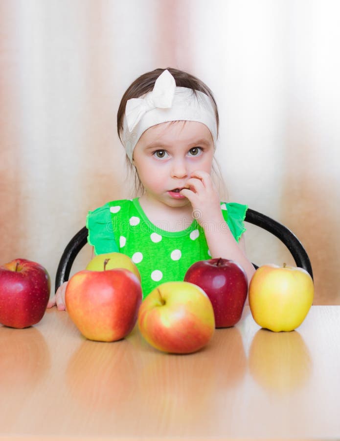 Happy Kid with apples. stock photo. Image of apples, ingredients - 31861880