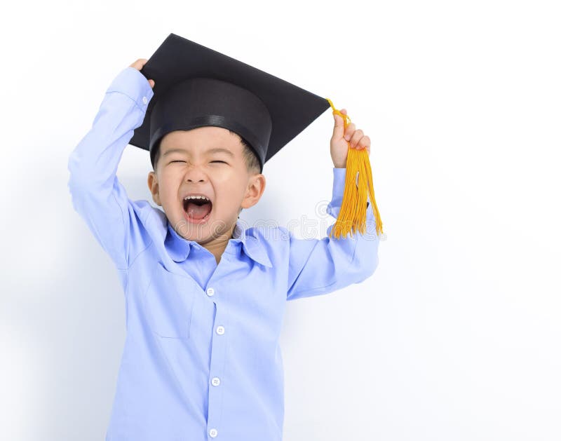 Happy Kid Boy in Graduation Cap and Having Fun Stock Photo - Image of ...