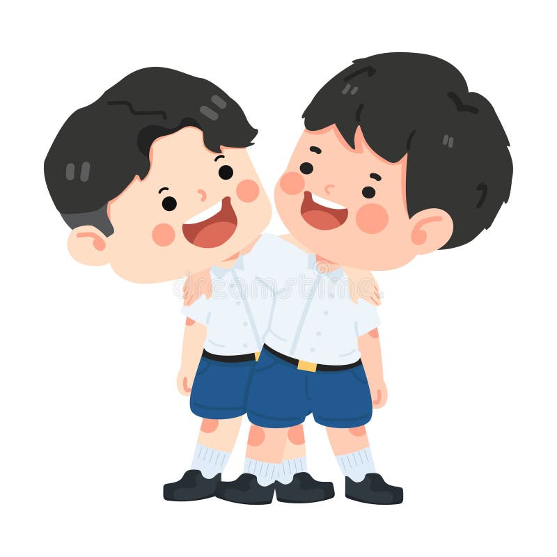 Happy Kid Boy Hugging and Smiling Stock Vector - Illustration of ...