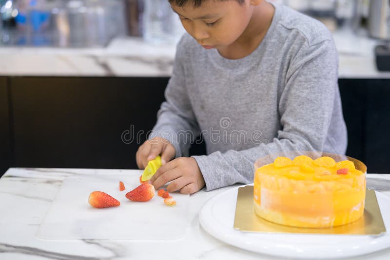 Happy Kid Boy Making a Cake Stock Image - Image of cook, sweet: 143880099