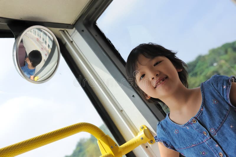 Happy kid in bus stock image. Image of beautiful, baby - 16396095