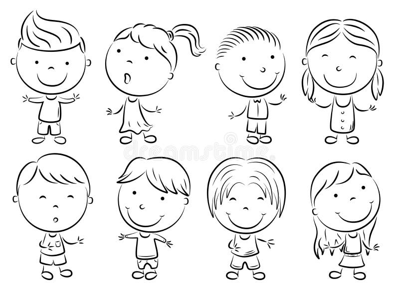 Happy kid cartoon doodle stock vector. Illustration of black - 111533897