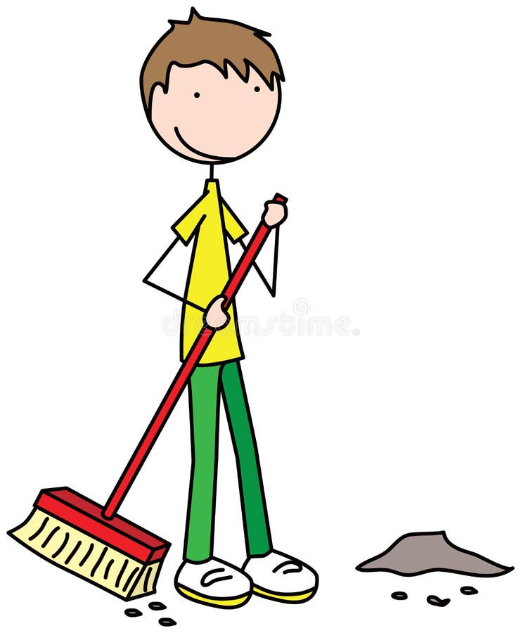 Happy Kid stock vector. Illustration of sweeping, sweep - 267980205
