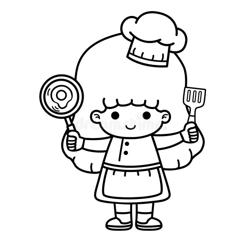 Happy kid cooking chef stock vector. Illustration of hand - 255058754