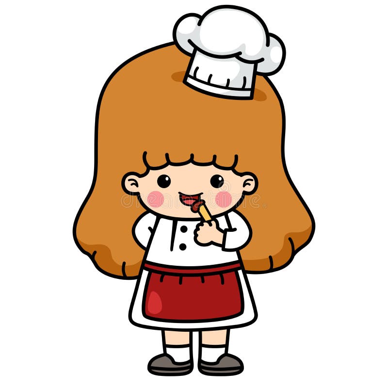 Happy kid cooking chef stock vector. Illustration of little - 258530829