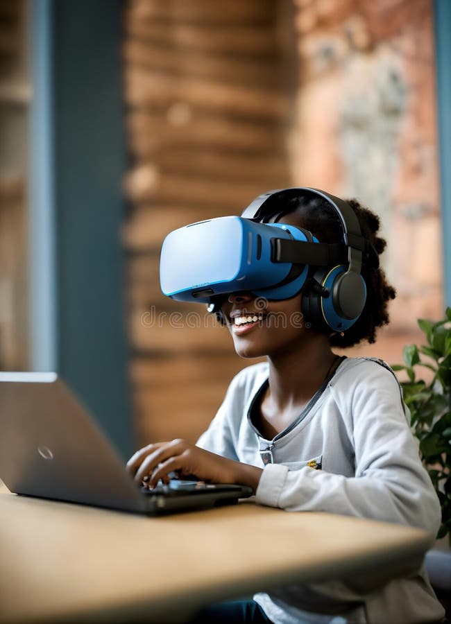 A Happy Kid Doing STEM Virtual Reality Stock Illustration ...