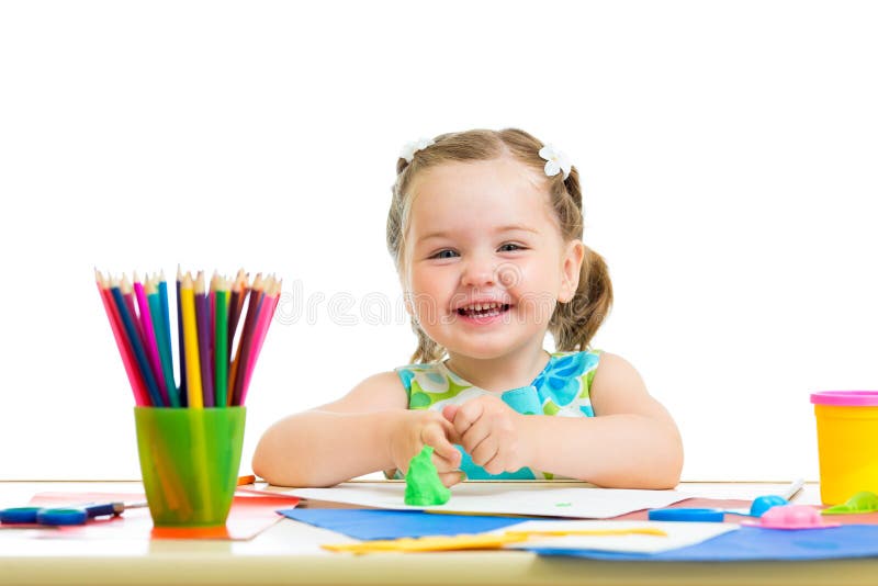 Happy Kid Drawing and Making by Hands Stock Photo - Image of painting ...