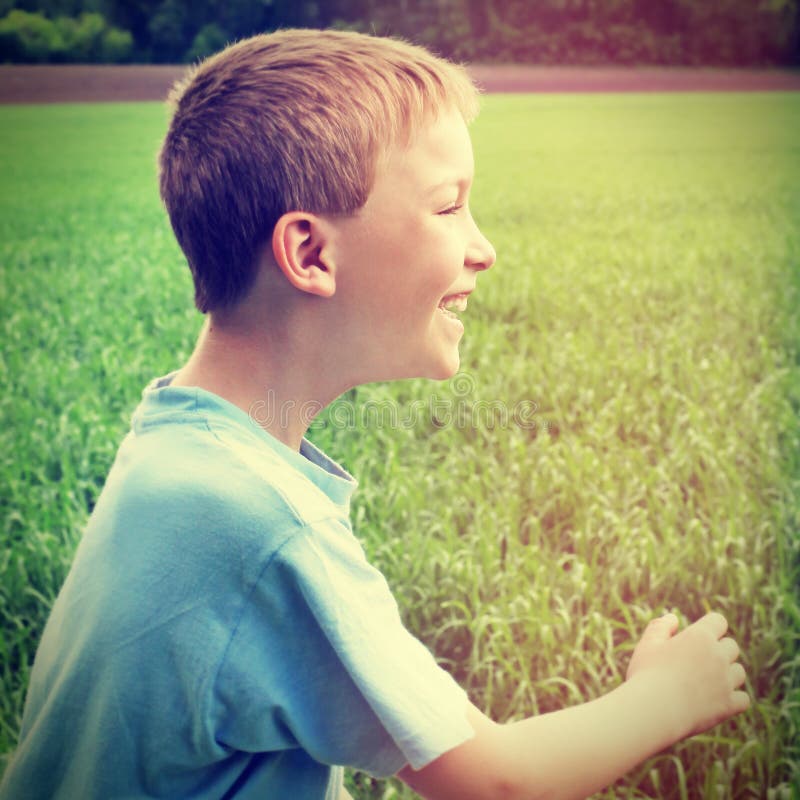 Happy Kid at the Field stock photo. Image of retro, looking - 41824046