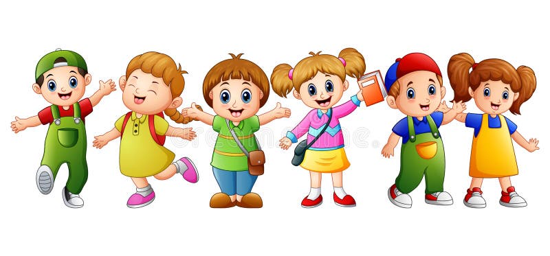 Happy kid going to school stock vector. Illustration of cartoon - 95596193