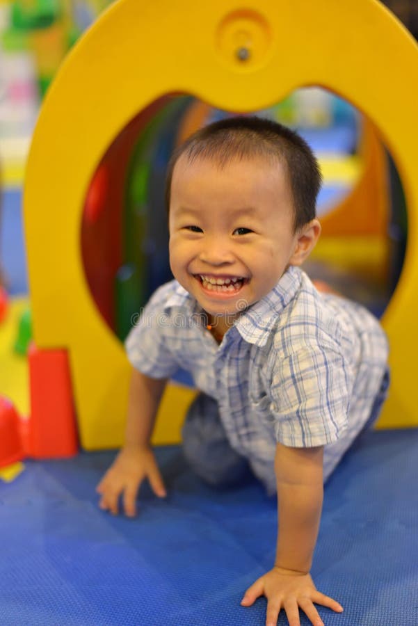 Happy Kid Having Fun on Playground Stock Photo - Image of joyful, park ...
