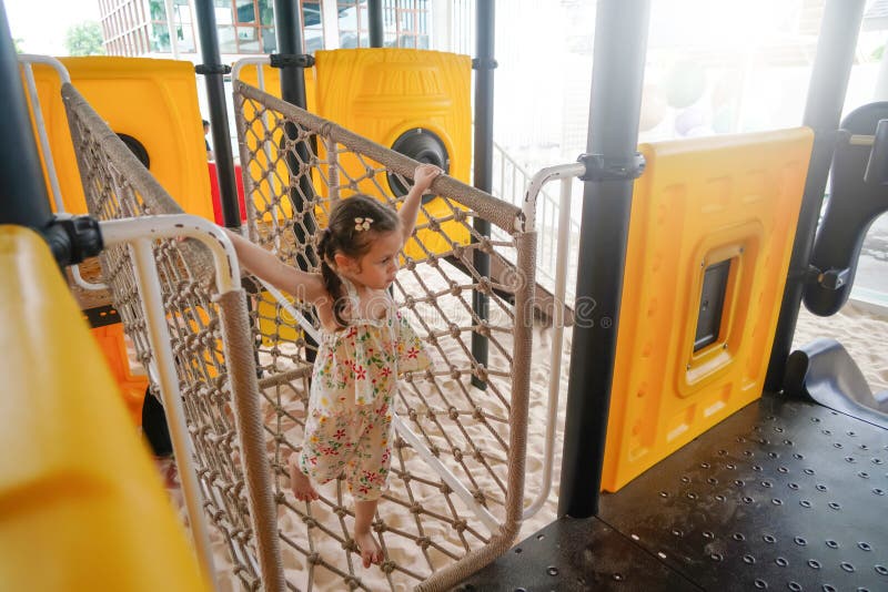 Happy Kid Having Fun on Playground in the Kindergarten Stock Image ...