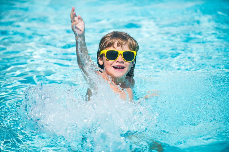 Happy Kid Having Fun in Swimming Pool. Stock Photo - Image of people ...