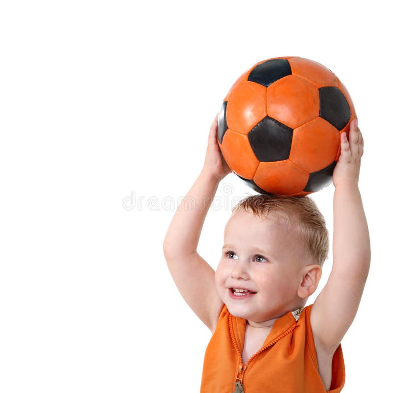 Happy Kid Holding Soccer Ball Stock Photo - Image of expression ...
