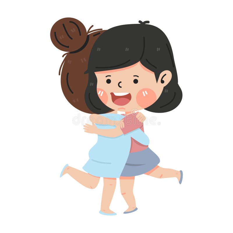 Happy Cute Kid Girl Hug Friend Together Stock Illustrations – 424 Happy ...