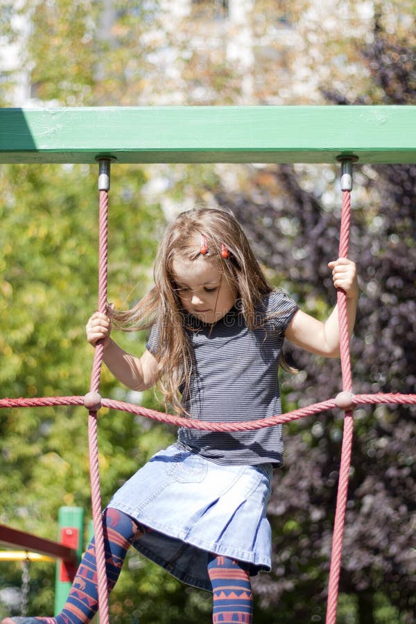 Happy kid on playground stock image. Image of hair, playground - 20814861