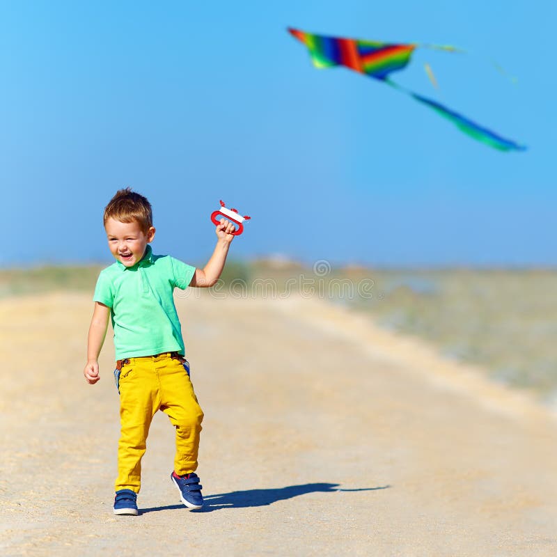 Kid with Kite at Sunset stock vector. Illustration of shadow - 17532276