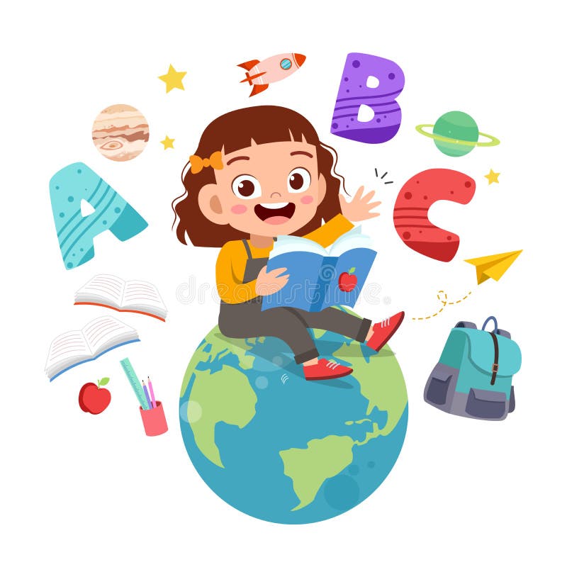 Happy Kid Read Book Study Knowledge Stock Vector - Illustration of ...