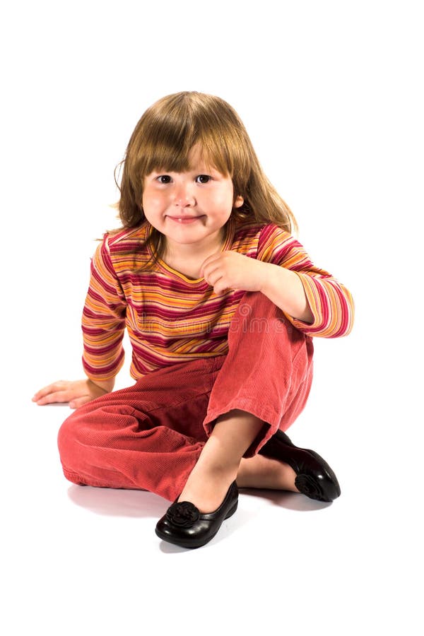 Happy Kid Sitting on the Floor Stock Image - Image of full, beautiful ...