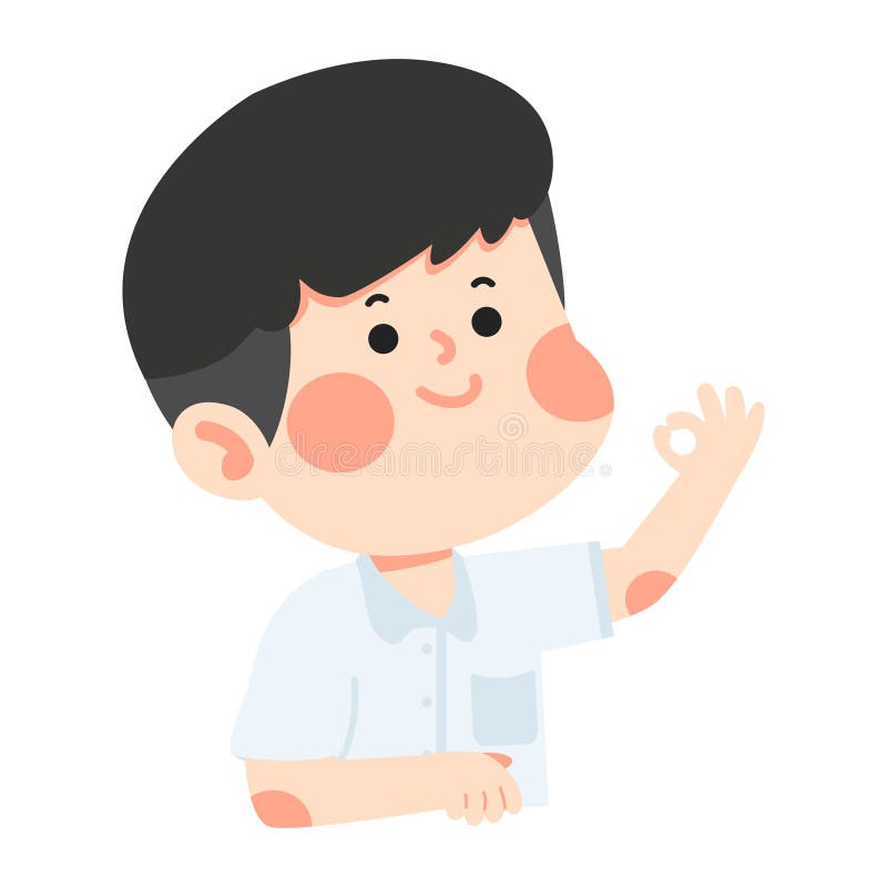 Happy Kid Student Make Ok Sign Stock Vector - Illustration of ...