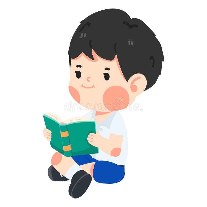 Happy Kid Student Read Book Stock Vector - Illustration of young, class ...