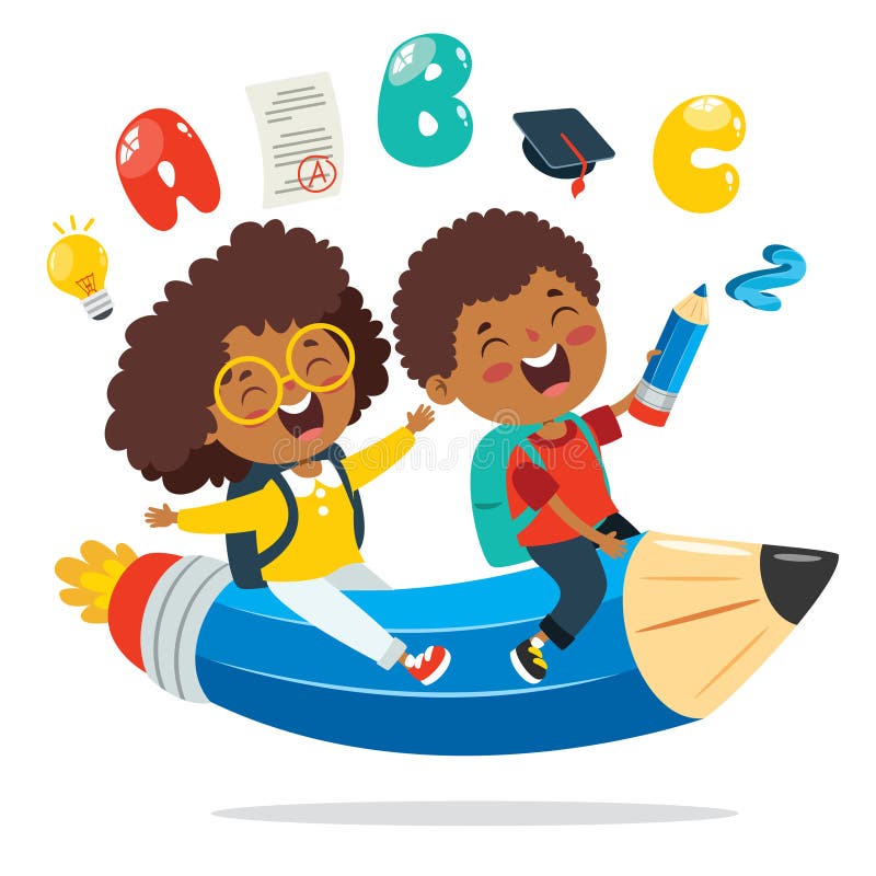 Happy Kid Studying and Learning Stock Vector - Illustration of ...