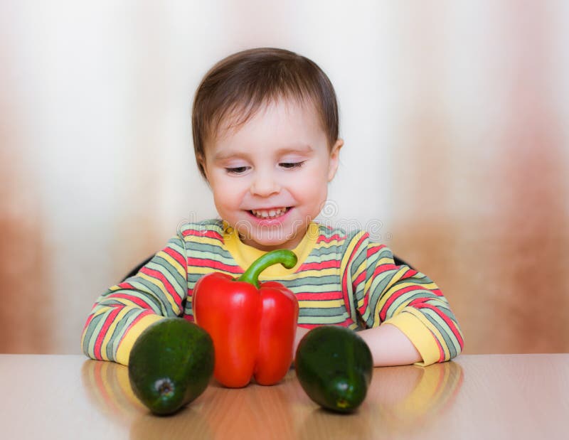 Happy Kid with vegetables stock photo. Image of innocence - 31861026