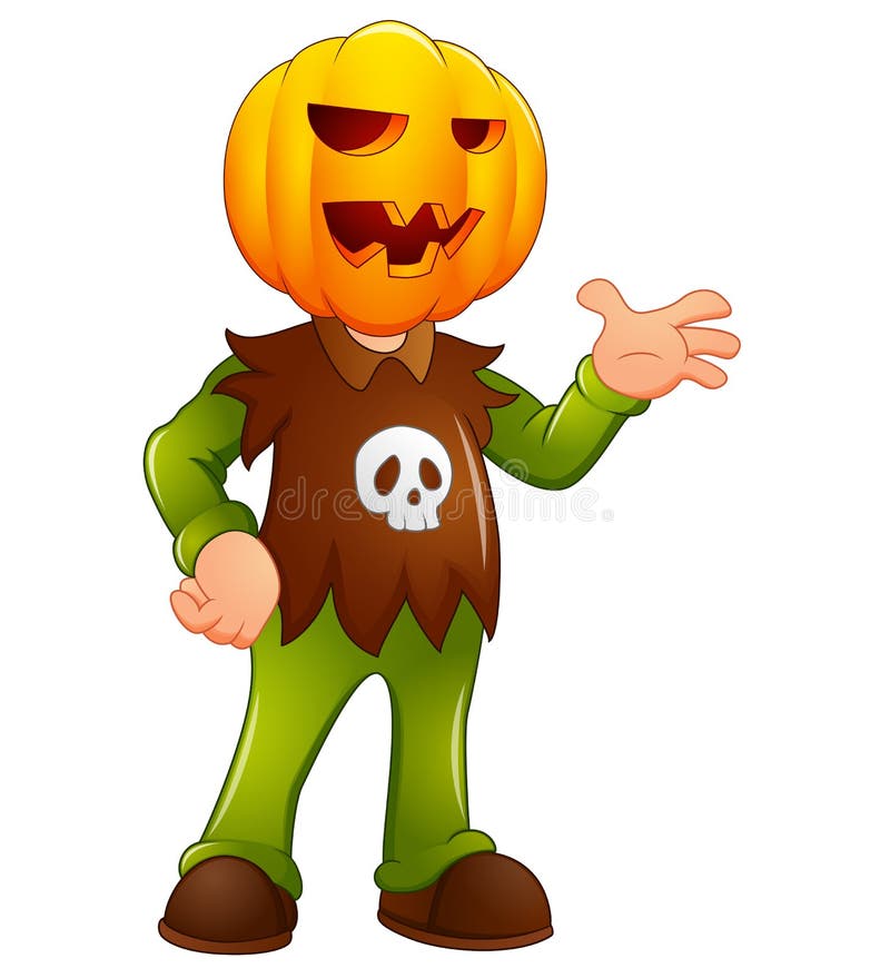 Happy Kid Wearing Pumpkin Mask Stock Vector - Illustration of person ...
