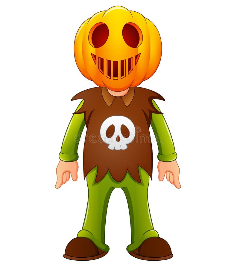 Happy Kid Wearing Pumpkin Mask Stock Vector - Illustration of funny ...