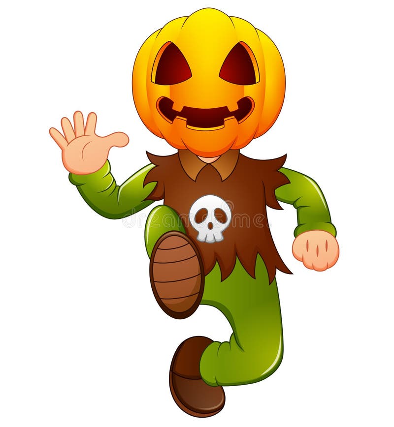 Happy Kid Wearing Pumpkin Mask Stock Vector - Illustration of party ...
