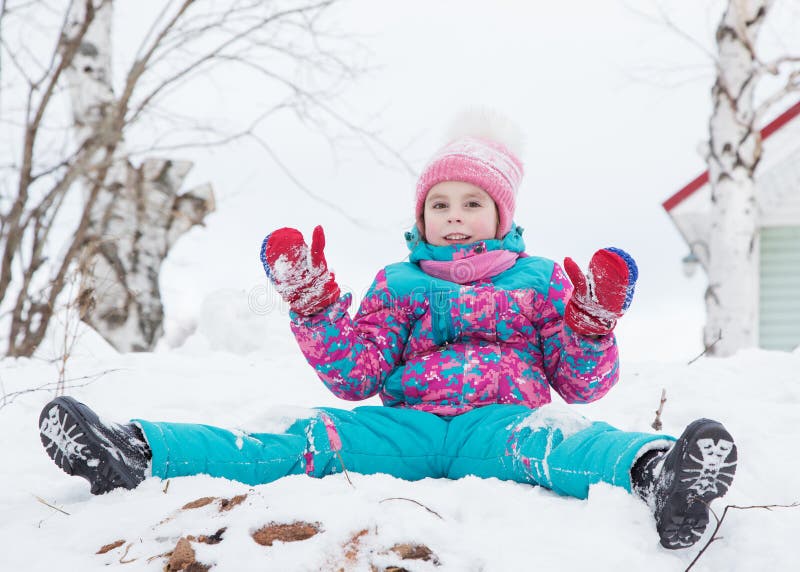 Happy kid winter day. stock photo. Image of emotions - 71085734