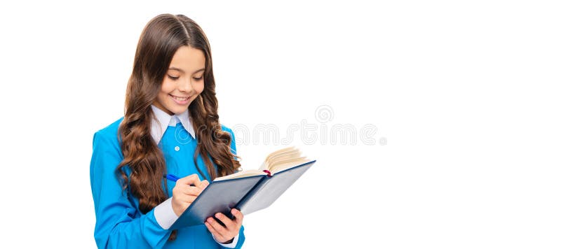 Happy Kid Write in School Exercise Book Doing Written Homework ...