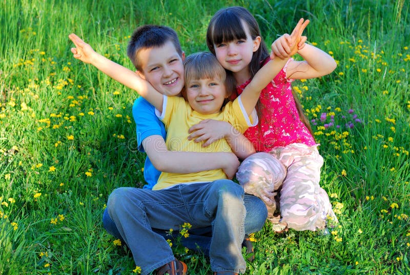 Happy kids stock image. Image of child, nature, childhood - 2486575