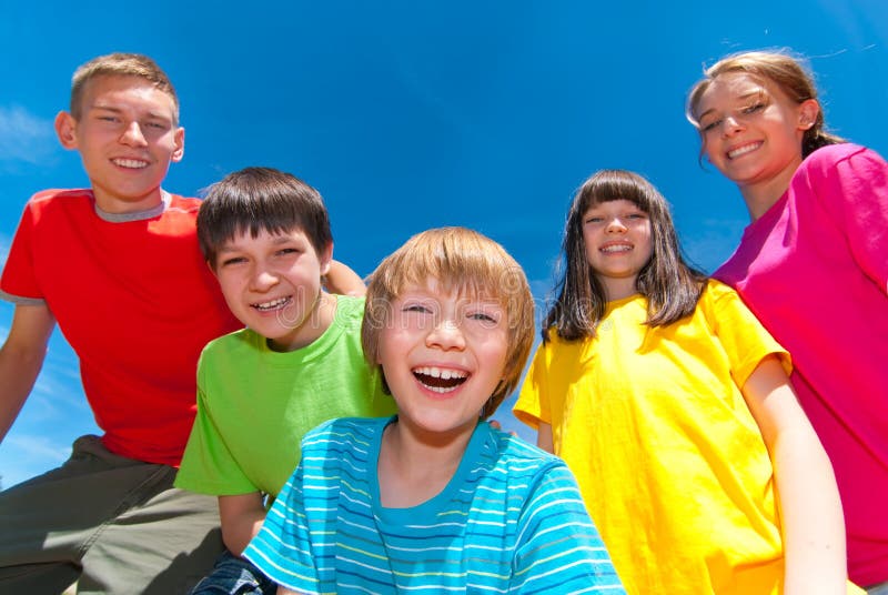 Happy Kids Swimming in Pool Stock Image - Image of smile, caucasian ...