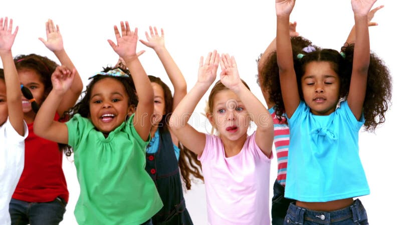 Happy Kids All Jumping Around Stock Footage - Video of high, caucasian ...