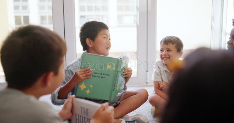 Happy, Kids and Books in Classroom Together for Educational Development ...