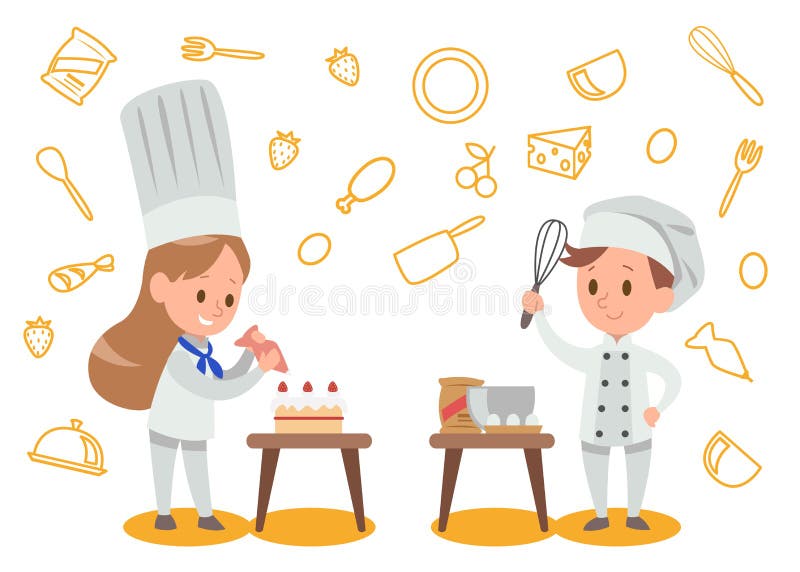 Happy Kids is Cooking and Having Fun in the Kitchen Vector Design No.5 ...