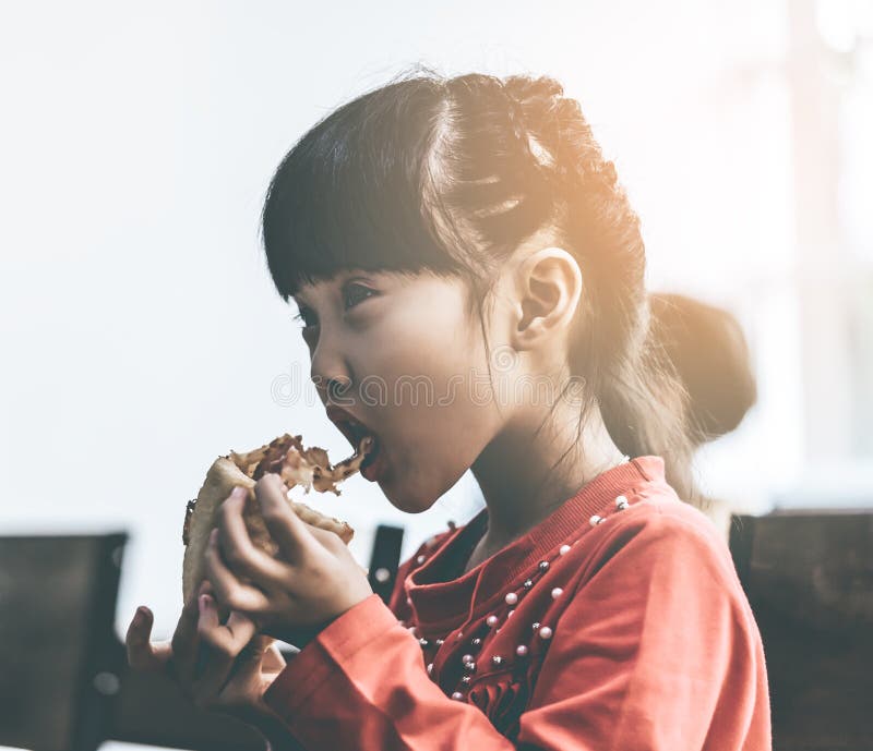 Happy Kids Eating Delivery Pizza in Classroom Stock Photo - Image of ...