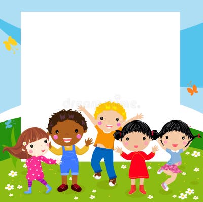 Happy kids and frame stock vector. Illustration of friend - 35297194