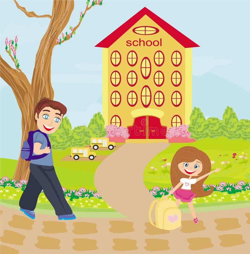 Kids Go To School, Child Go To School, Back To School, Cute Cartoon ...