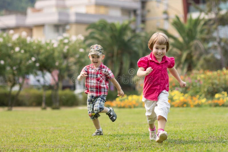 Happy Kids Have Fun in Nature Stock Image - Image of children, rest ...
