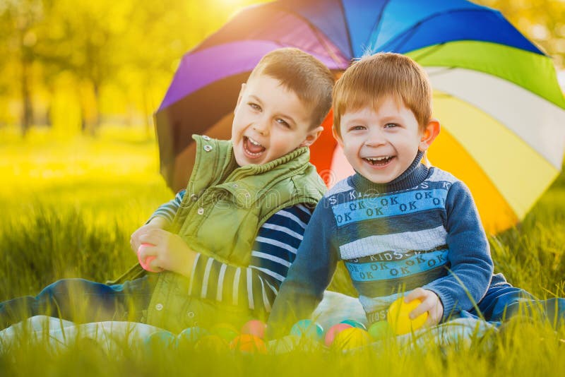 Happy Kids Have Fun in Outdoors Park Stock Image - Image of glad, face ...