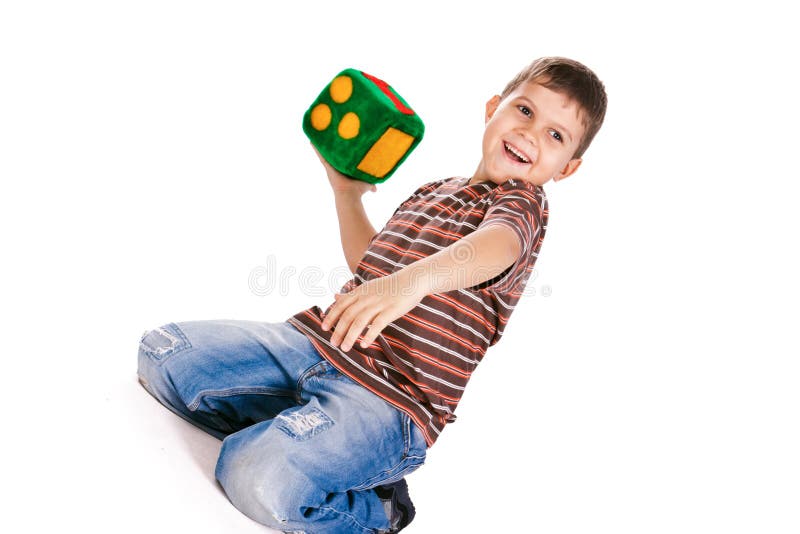 Happy Kids Holding Blocks With Numbers Stock Image - Image of number ...