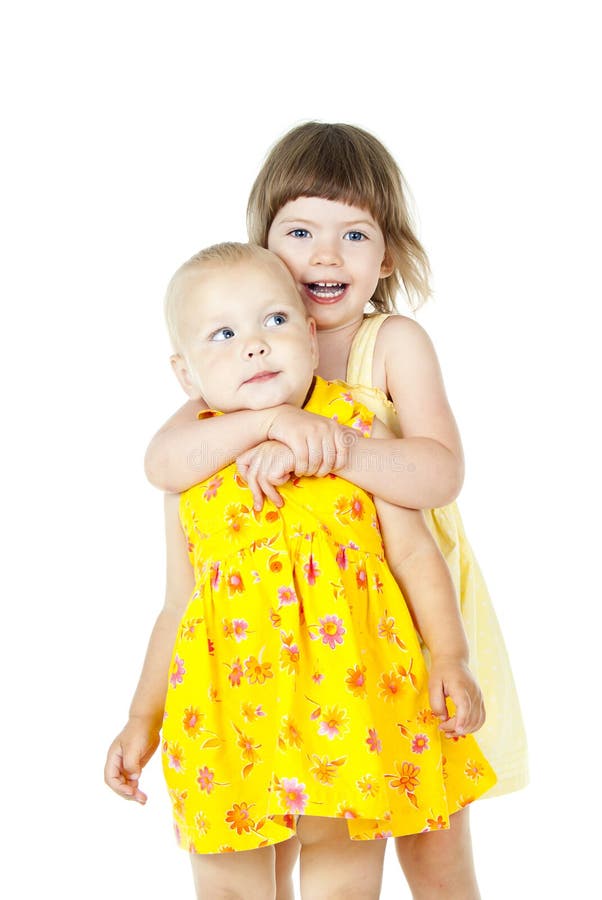 Happy Kids Hugging Isolated Stock Photo - Image of expression, isolated ...