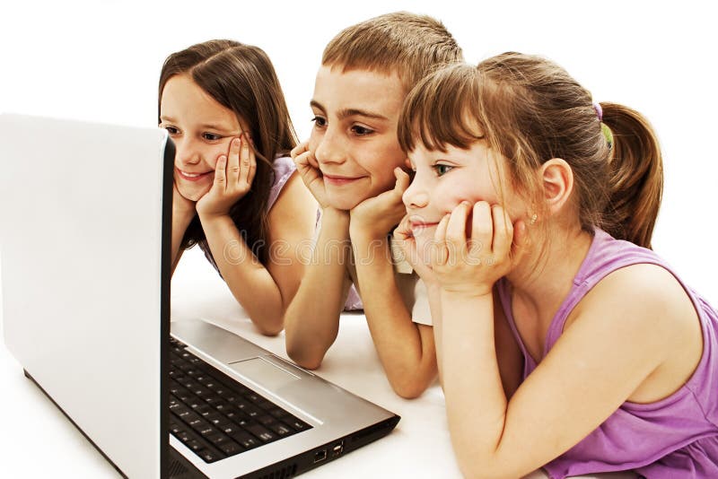 Children Playing on Laptop stock photo. Image of boys - 2088686
