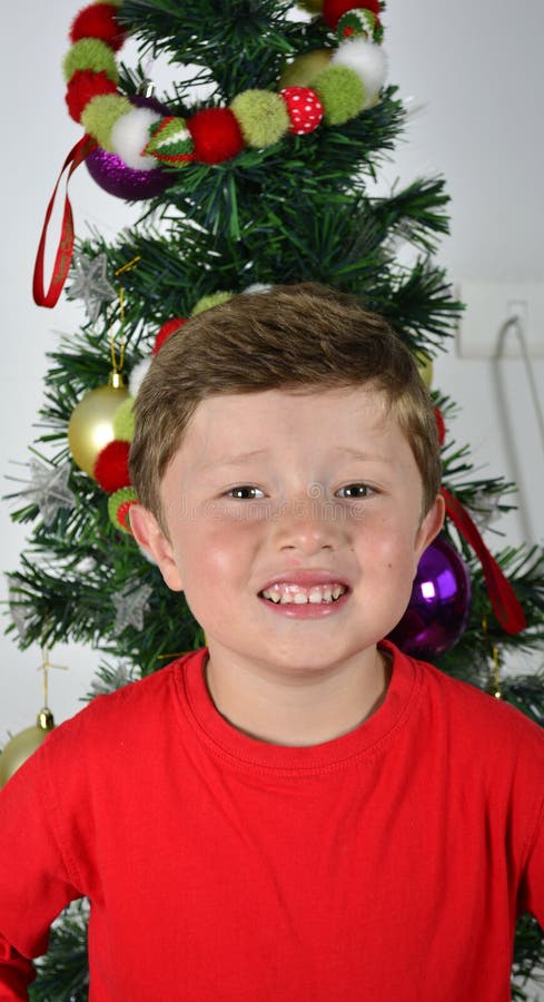 Happy Kids Laying Under the Christmas Tree Stock Image - Image of ...