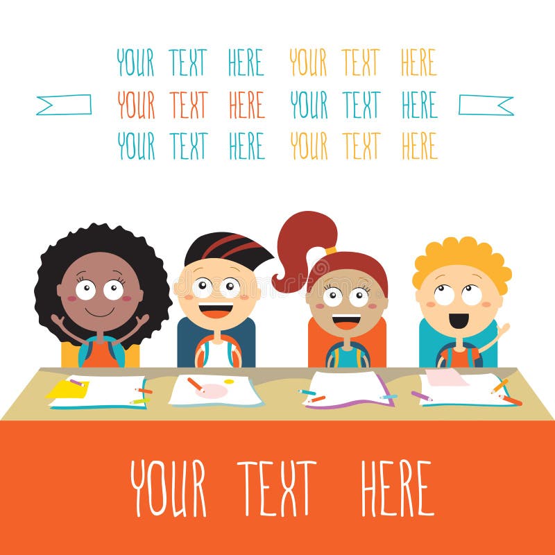 Happy Kids at Lesson Back To School Theme Stock Vector - Illustration ...